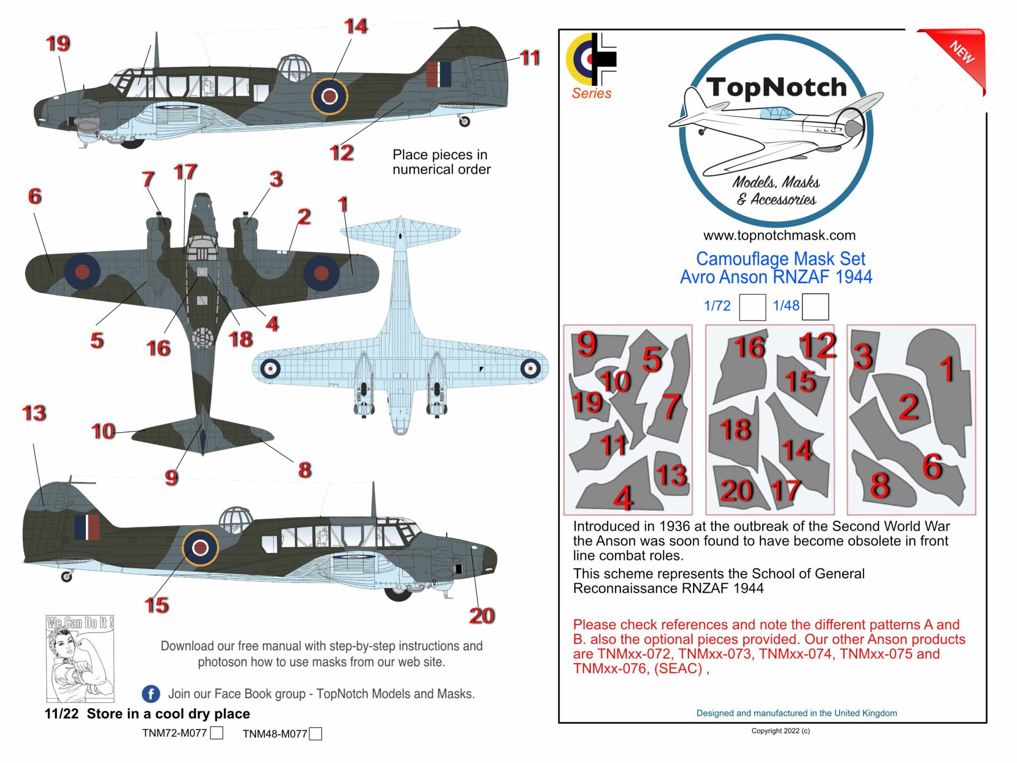 Avro Anson RNZAF Pattern A - TopNotch Masks