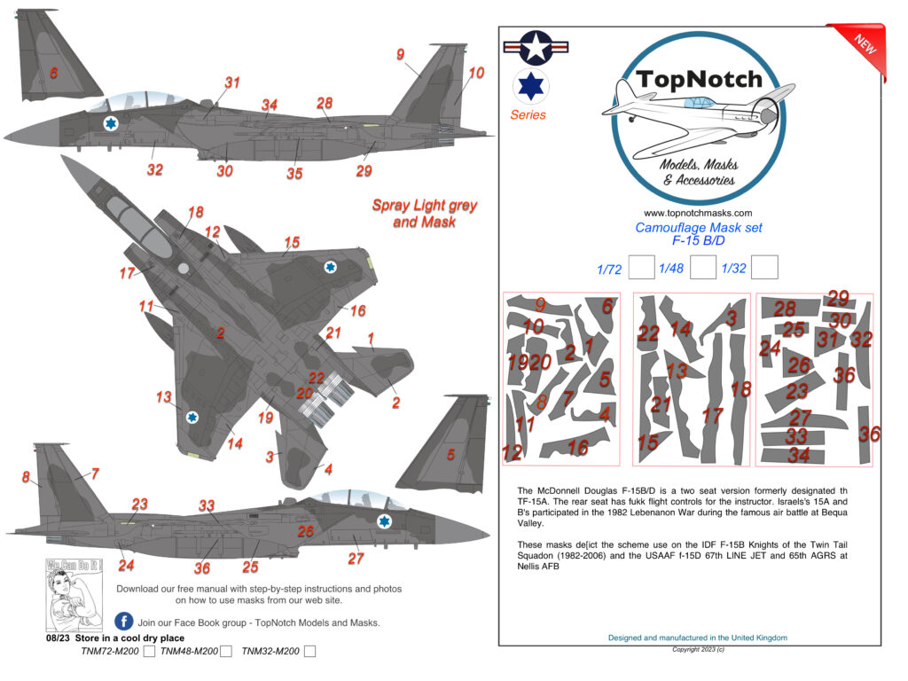 McDonnell Douglas F-15 B/D - TopNotch Masks